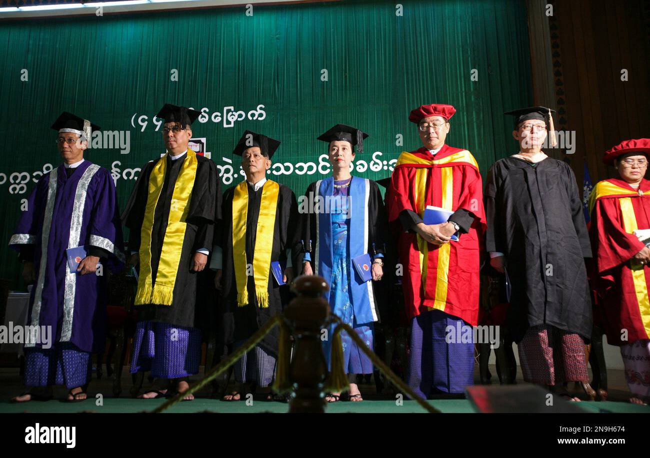 In this photo taken on April 5, 2008, lecturers attend the graduation ...