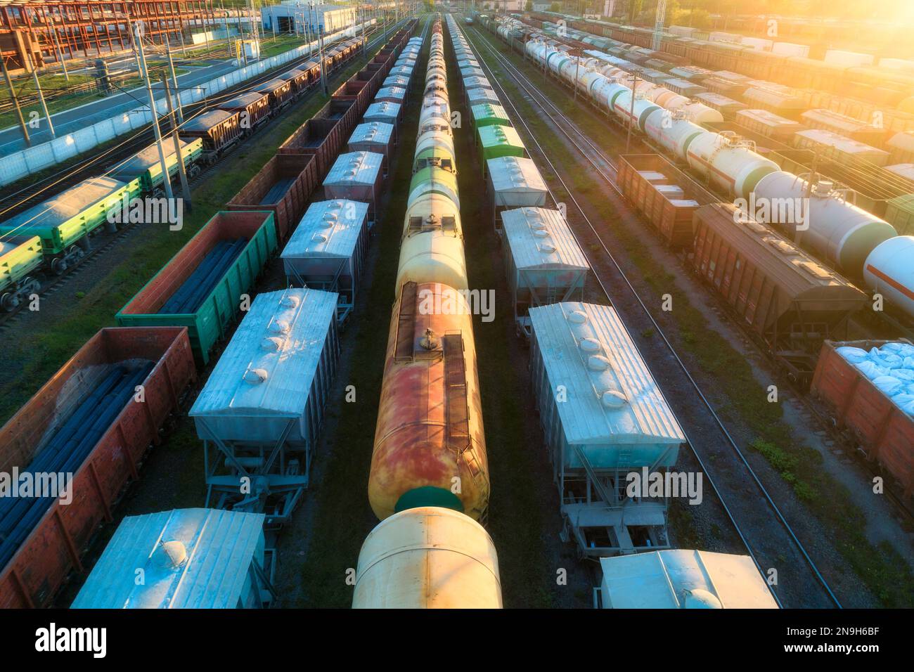 Top down view freight trains hi-res stock photography and images - Alamy