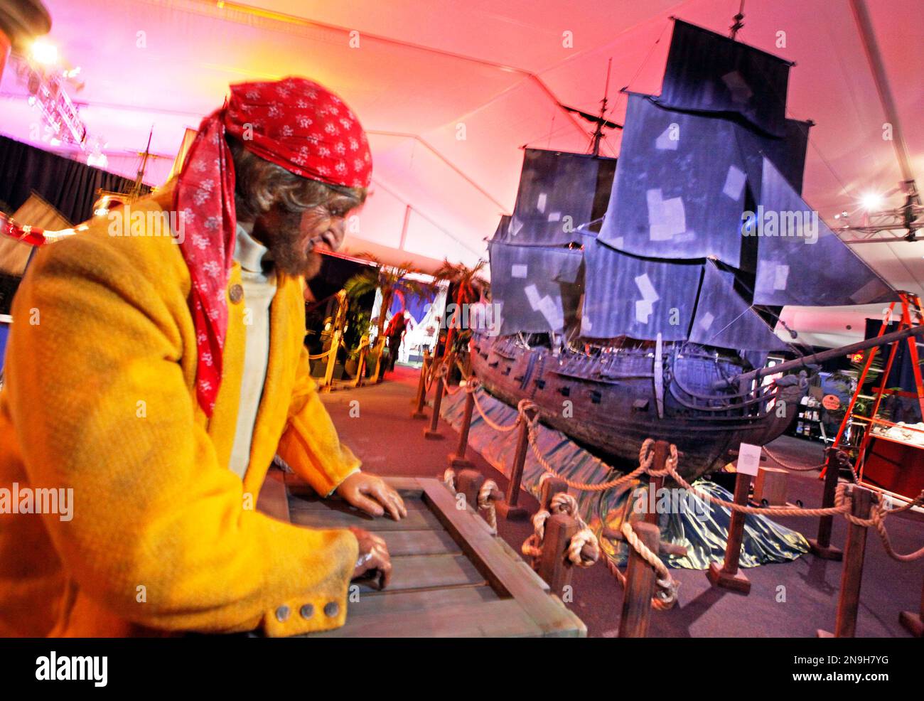 An audio-animatronics figure of a pirate from the "Pirates of the ...