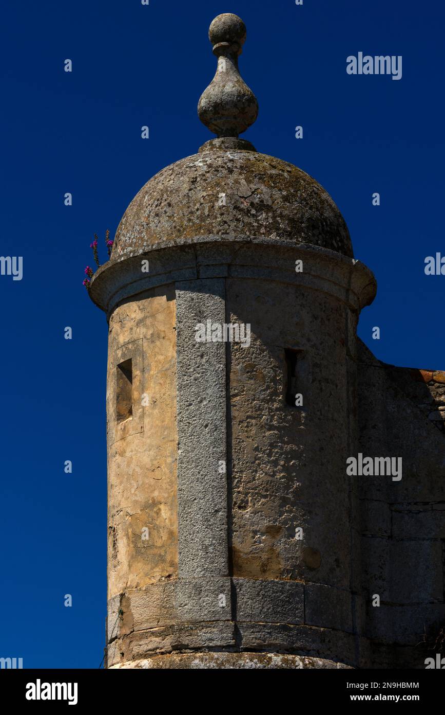Flowers bloom on the dome of a stone bartizan or corner tower ...