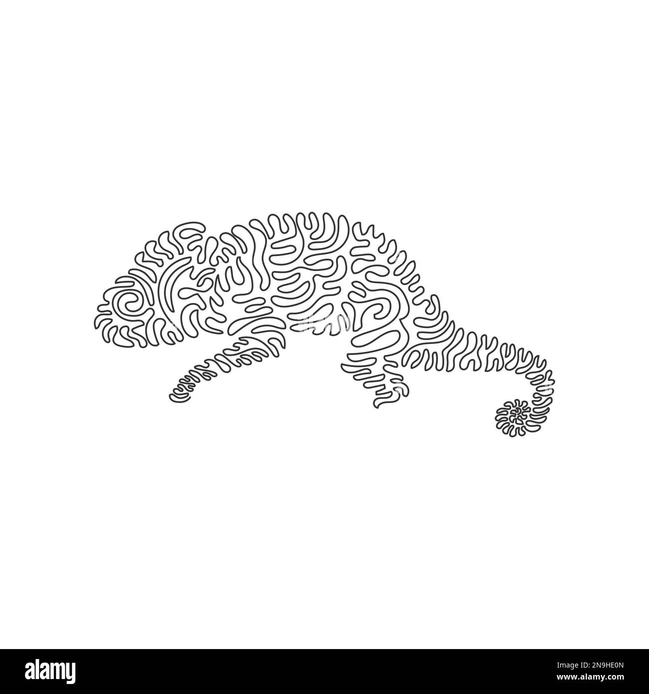 Continuous Curve One Line Drawing Of Beautiful Reptile Curve Abstract Art Single Line Editable