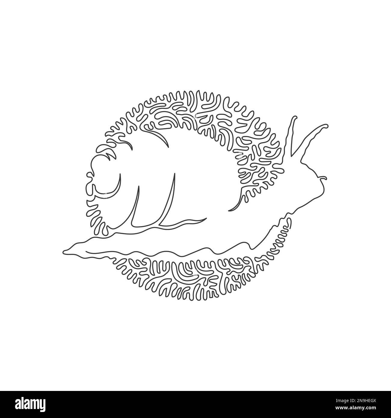 Continuous Curve One Line Drawing Of Cute Snail Abstract Art Single Line Editable Stroke Vector