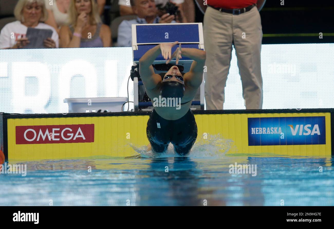 Rachel Bootsma starts in the women's 100-meter backstroke preliminaries ...
