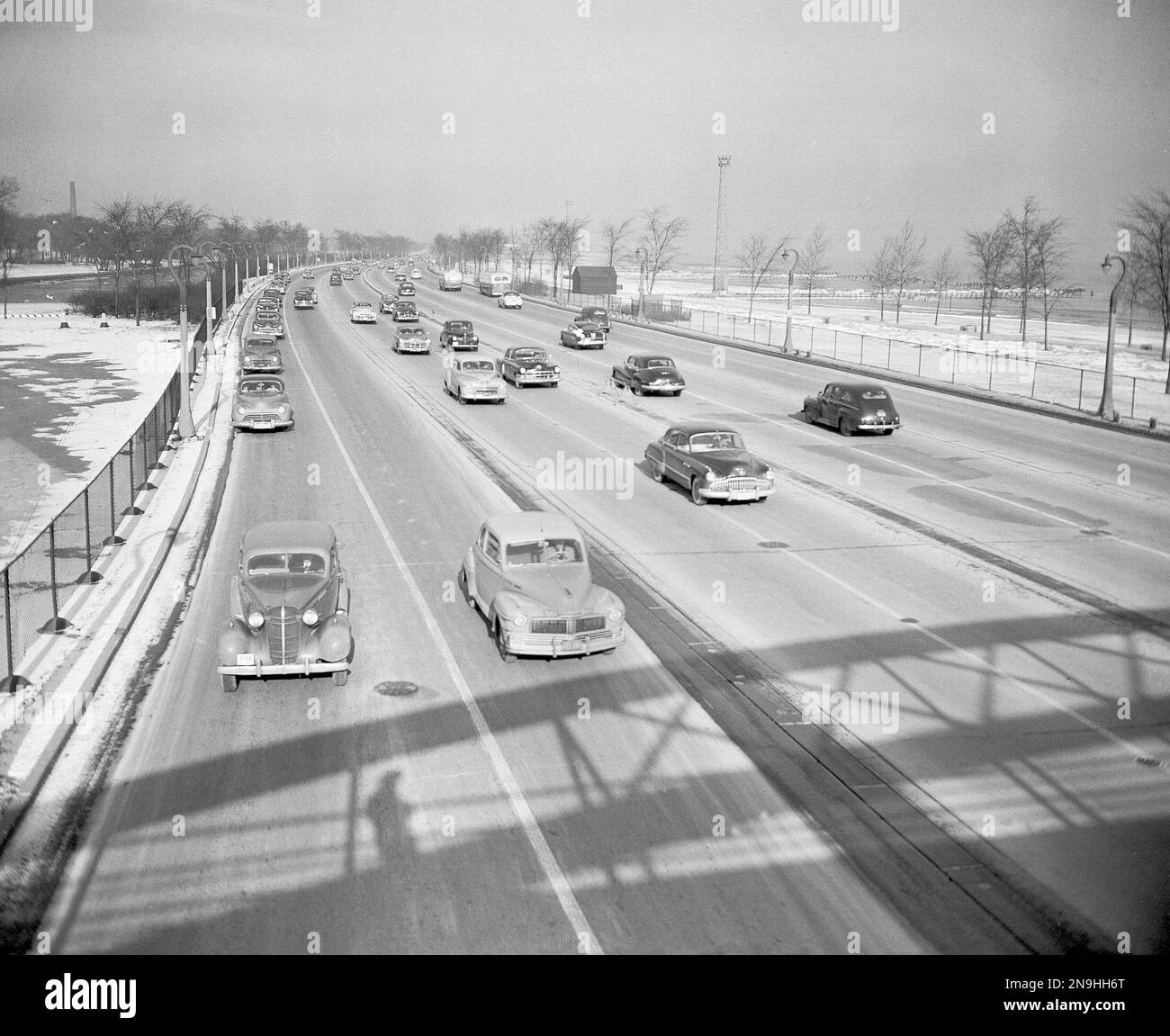 View from an overpass near North Avenue looking north in Chicago, Ill ...