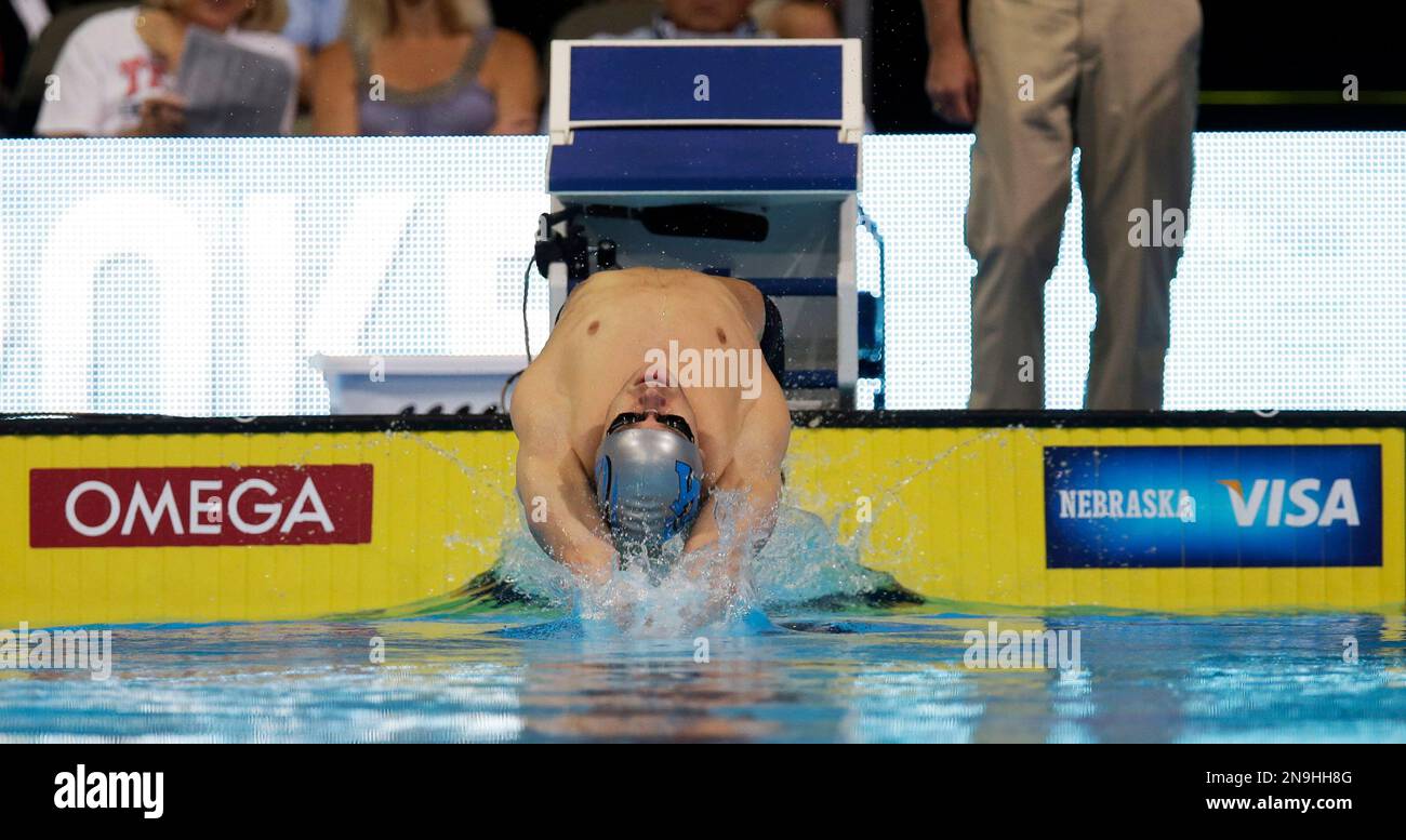 DavidPlummer starts in the men's 100-meter backstroke preliminaries at ...