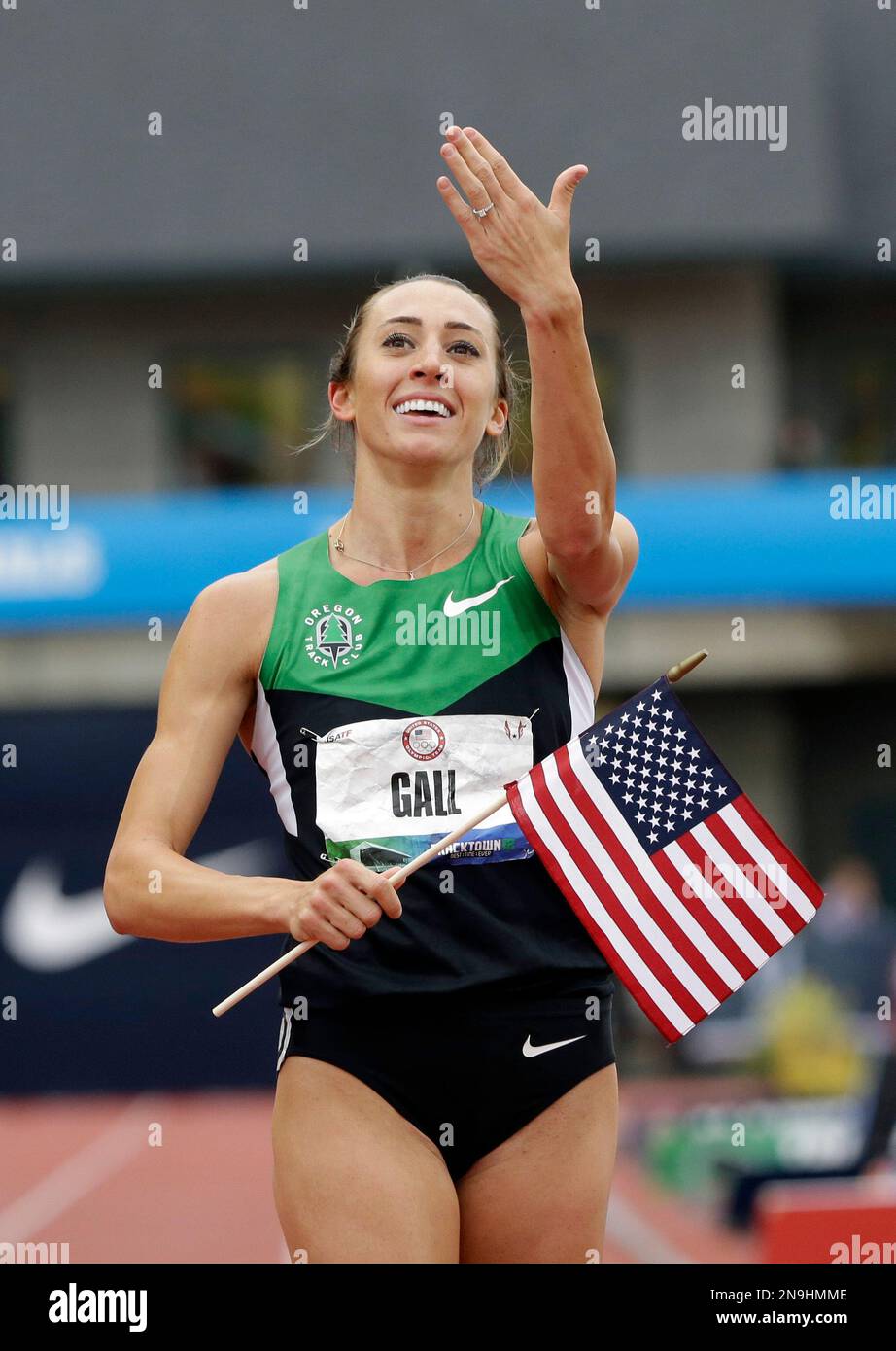 Geena Gall reacts after the women's 800m finals at the U.S. Olympic ...