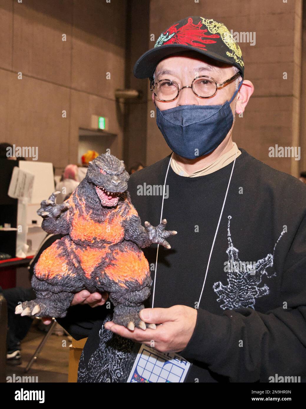 Chiba, Japan. 12th Feb, 2023. Monster artist and builder Yoshio Mori ...