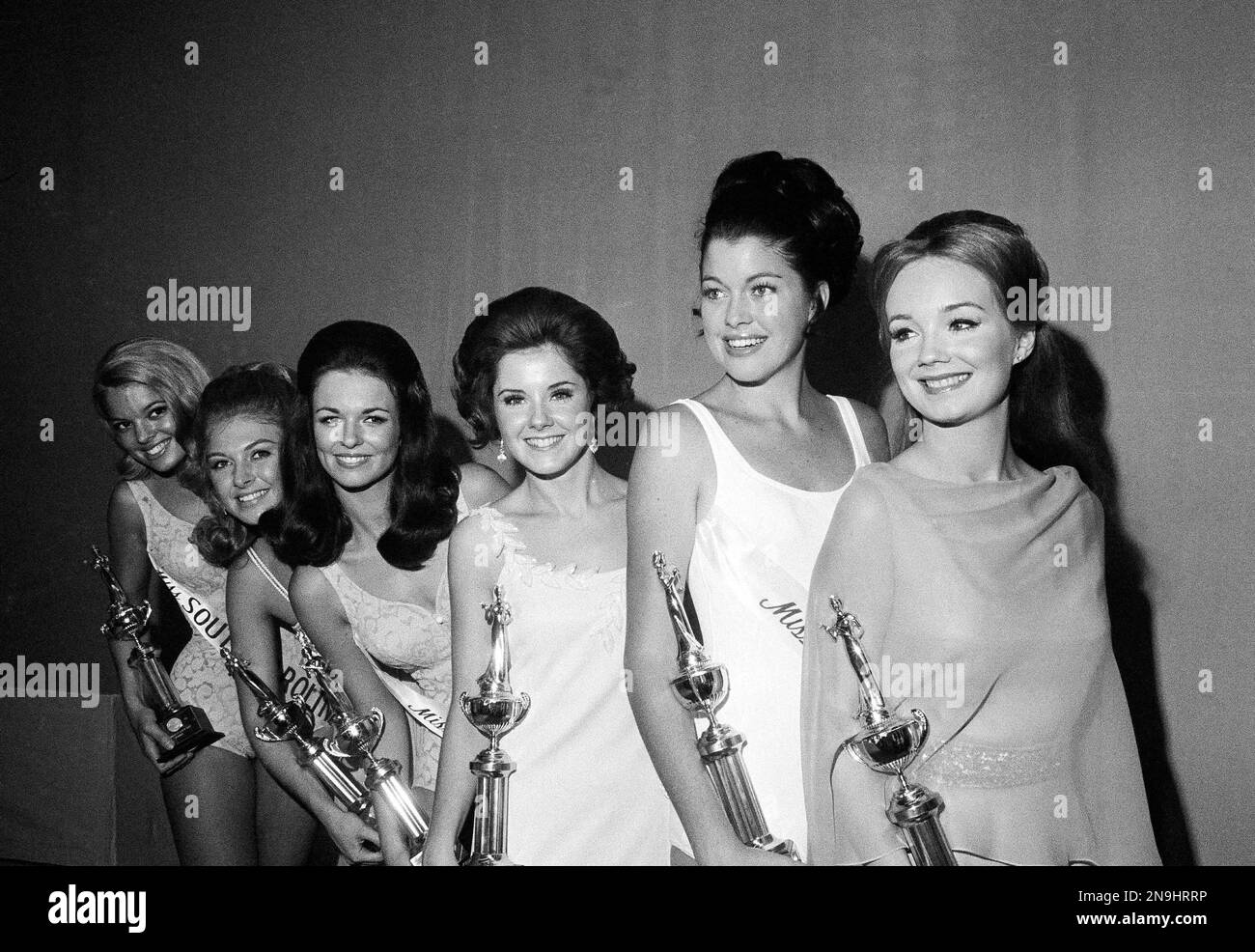 Six winners of the preliminary rounds of talent and swim suit divisions ...