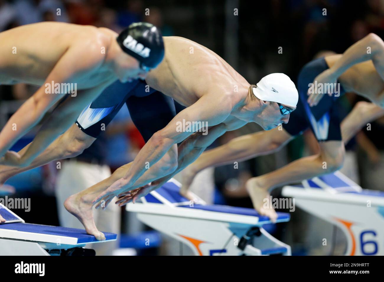 Michael Phelps dives in the men's 400-meter individual medley ...