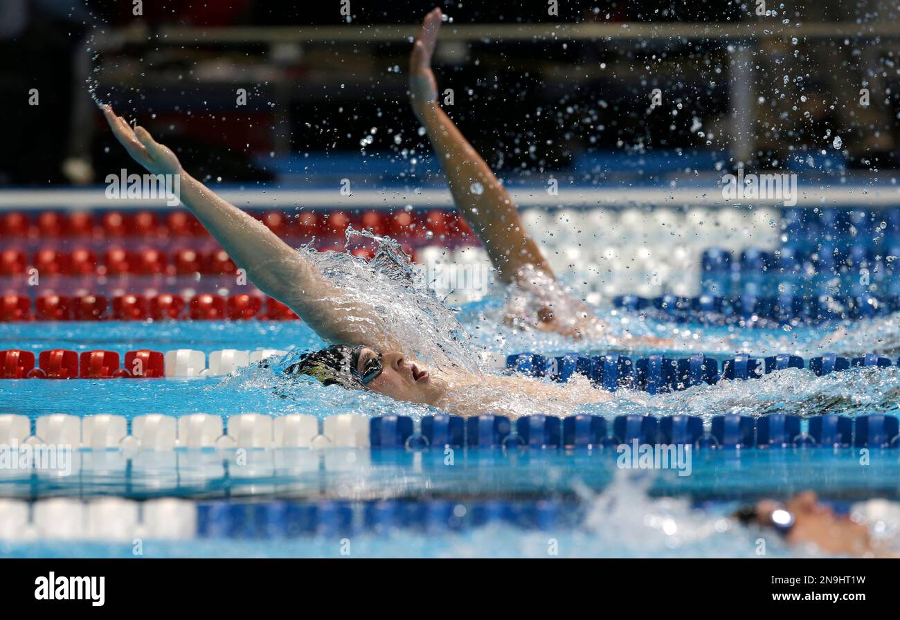 Trevor Levalley swims in the men's 400-meter individual medley ...