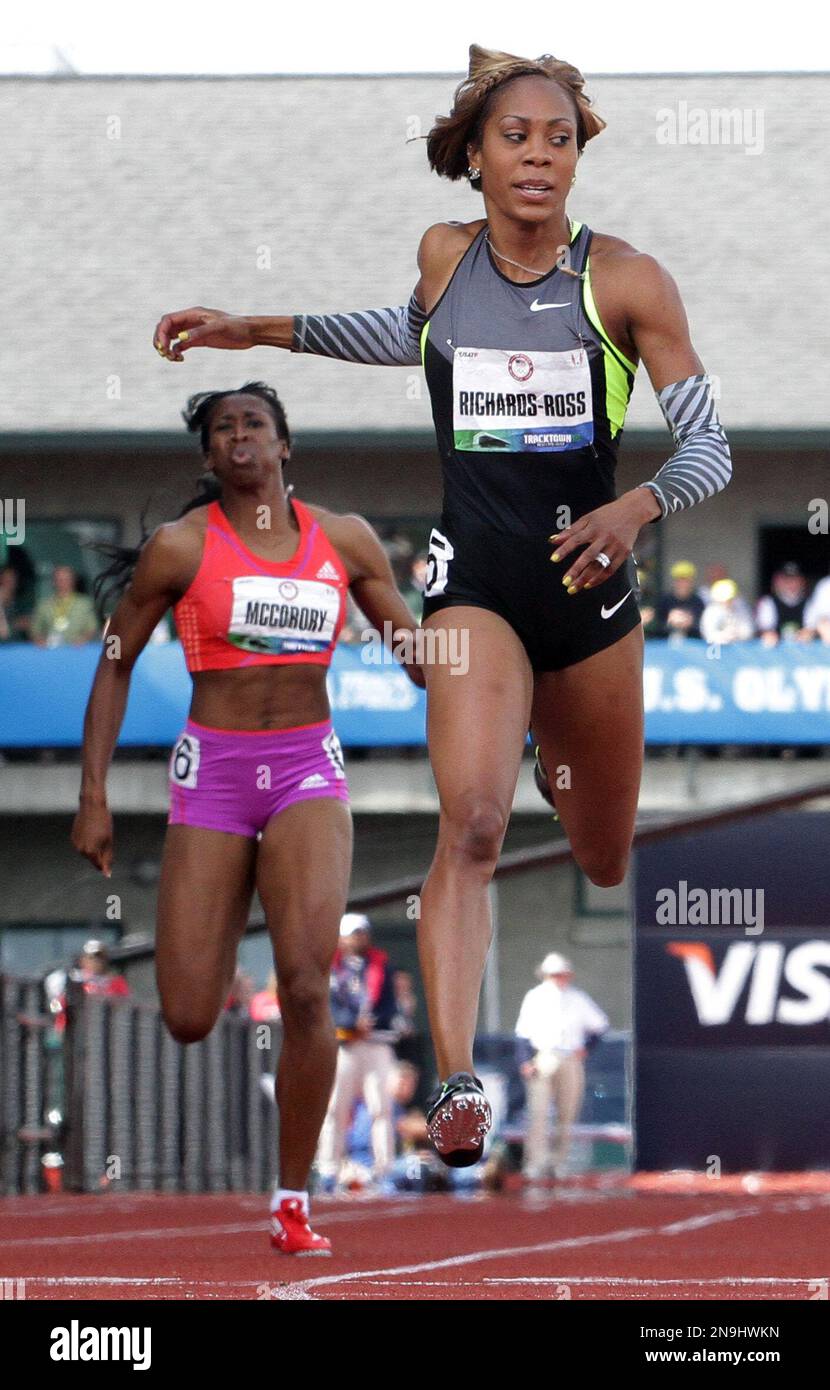 Sanya Richards-Ross and Francena McCorory run in the women's 400m ...