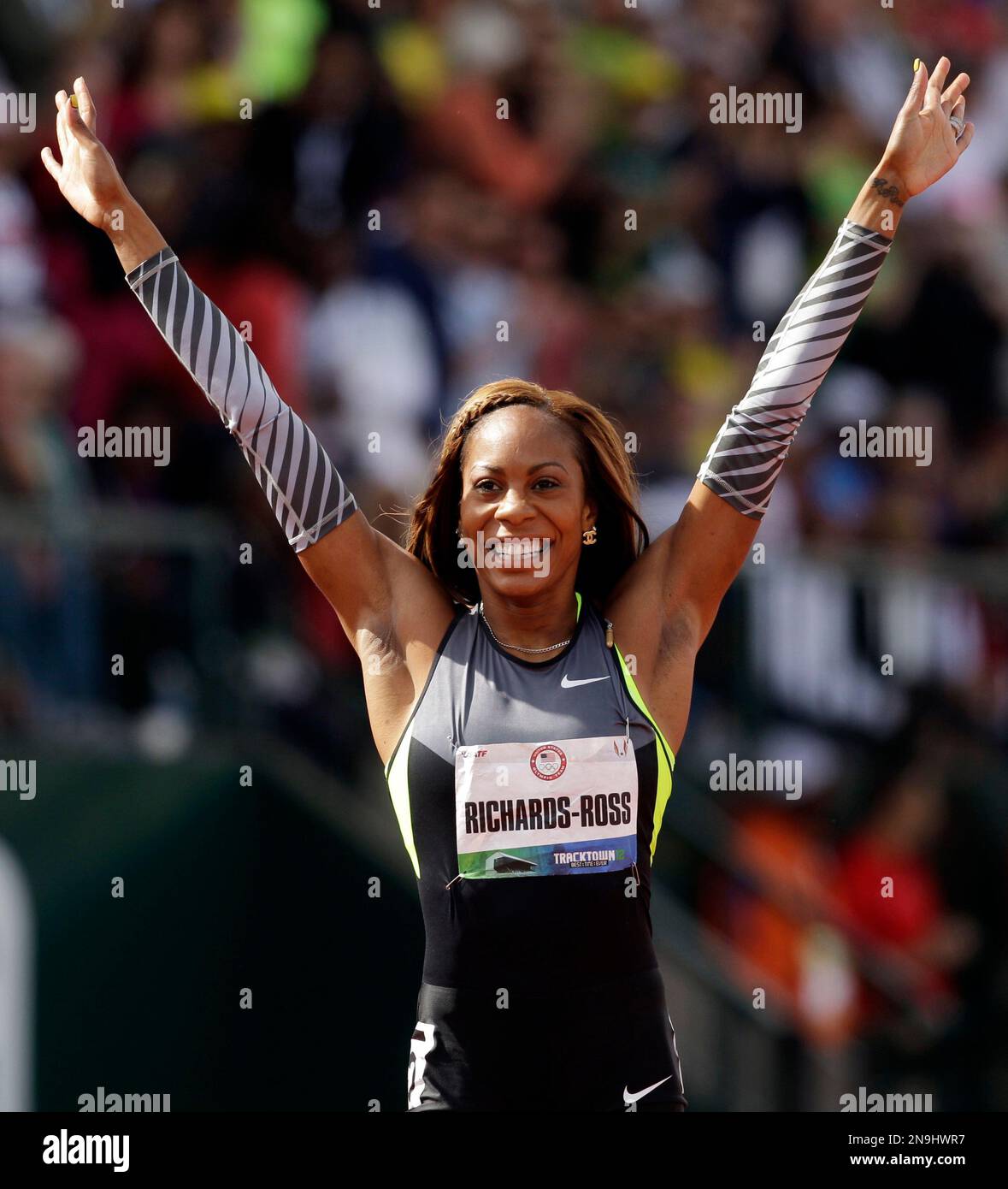 Sanya Richards-Ross reacts after the women's 400m finals at the U.S ...