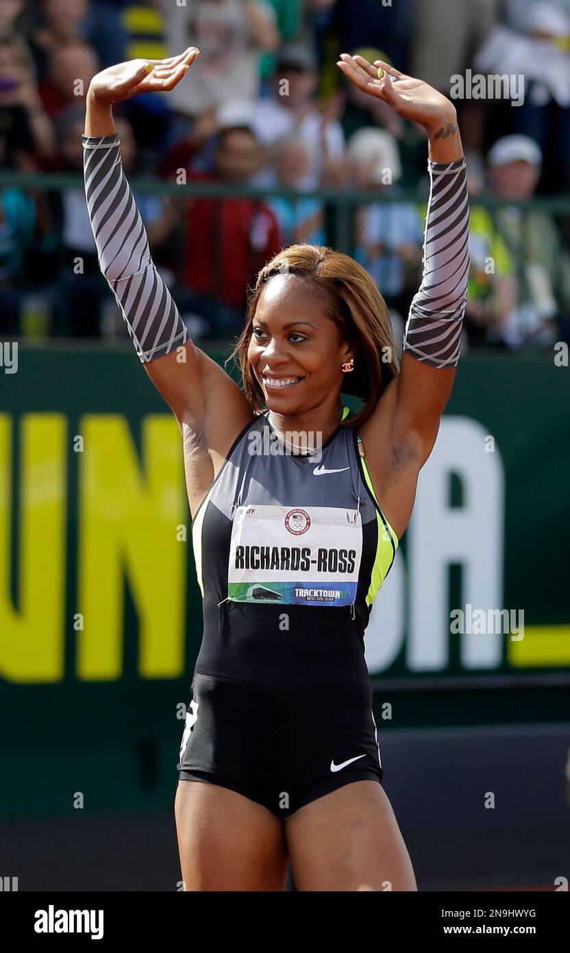 Sanya Richards-Ross reacts after the women's 400m finals at the U.S ...