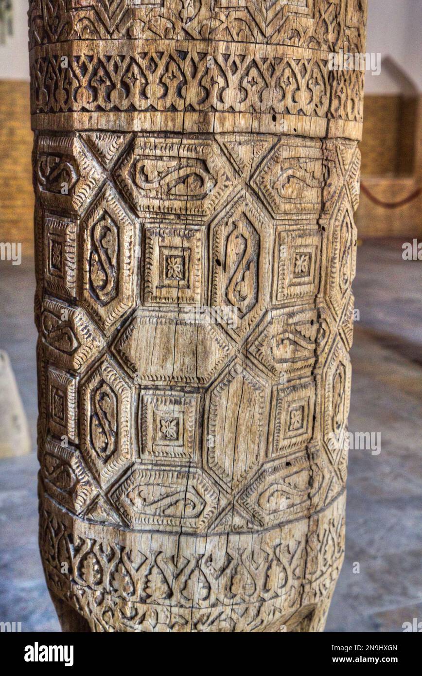 Closeup of Karagacha (Column), Interior, Juma Mosque, Ichon Qala, Khiva ...