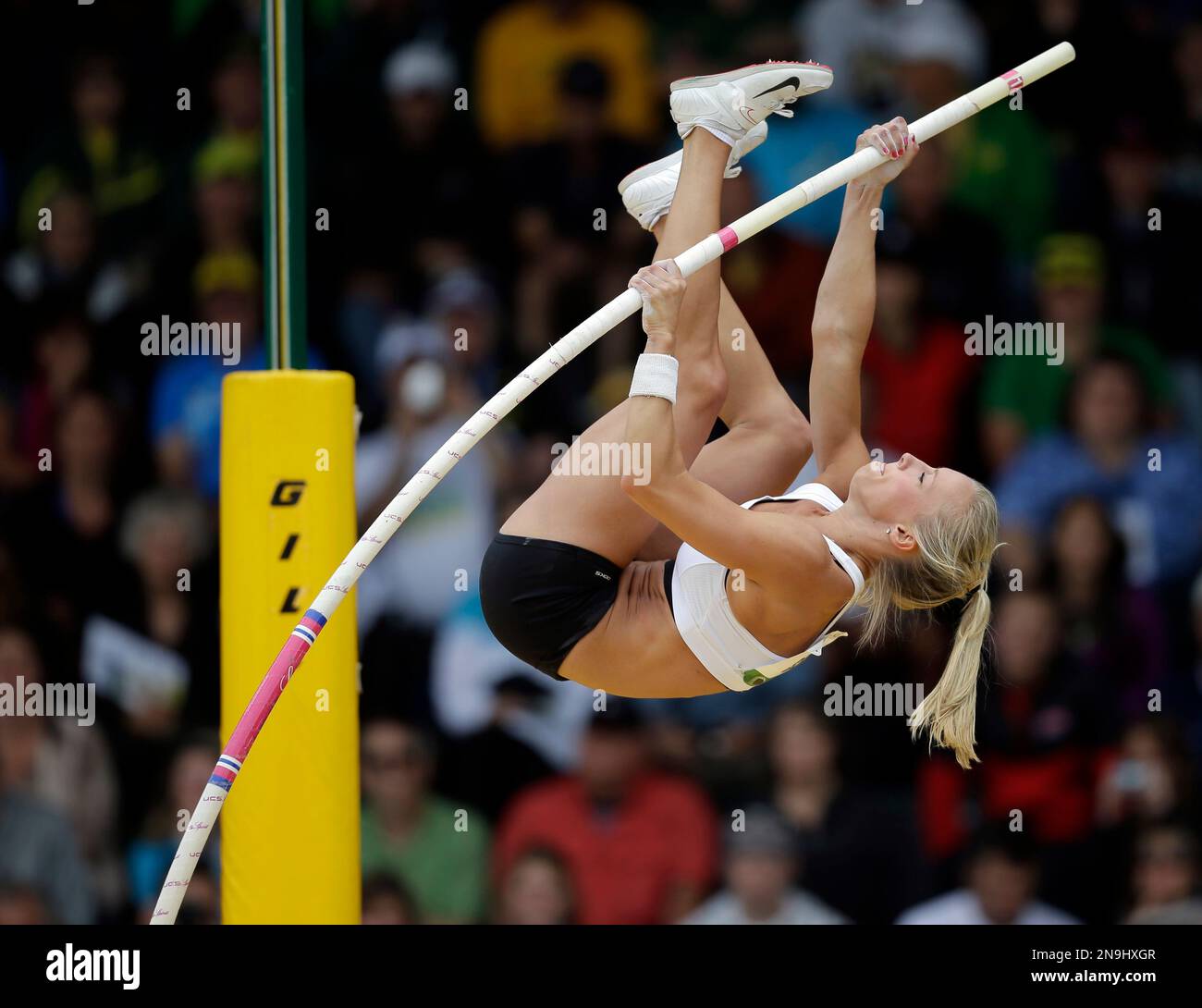 Mary Saxer competes in the women's pole vault at the U.S. Olympic Track ...