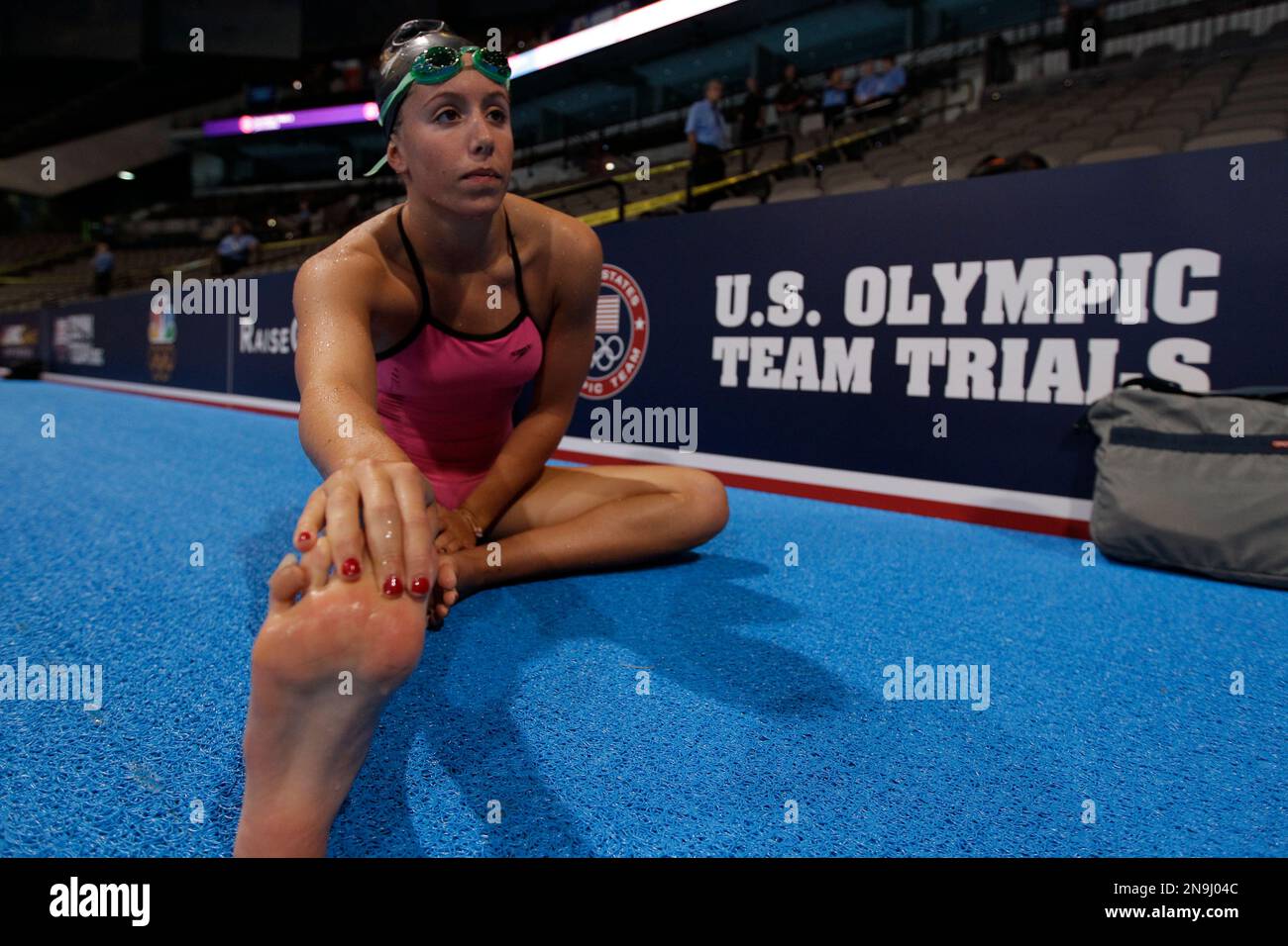 Katelyn Sowinski from Maryland stretches during a practice at the U.S ...