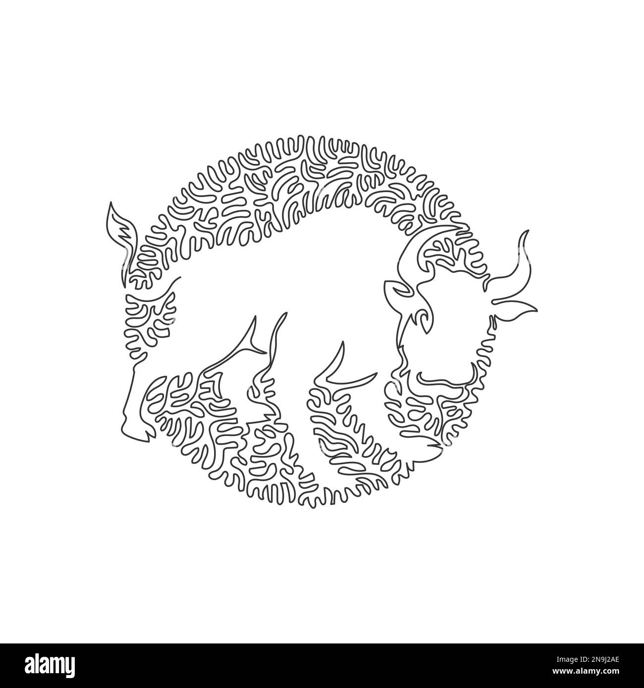 Continuous curve one line drawing of big muscular bull. Single line ...