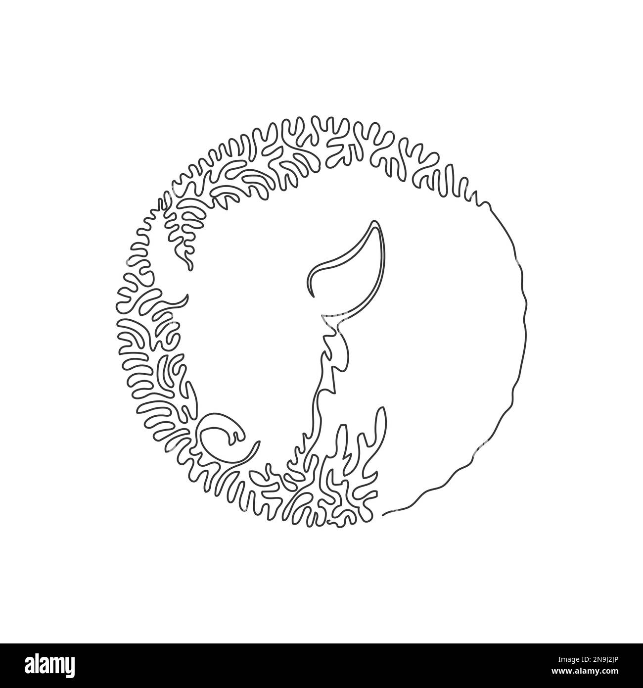 Single curly one line drawing of herbivores bison abstract art ...