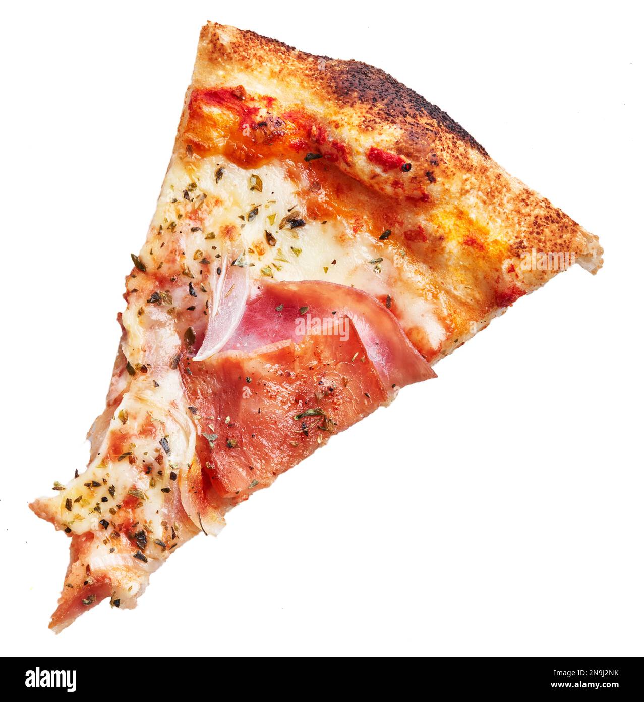 Delicious slice of jam and onion italian pizza over isolated white ...