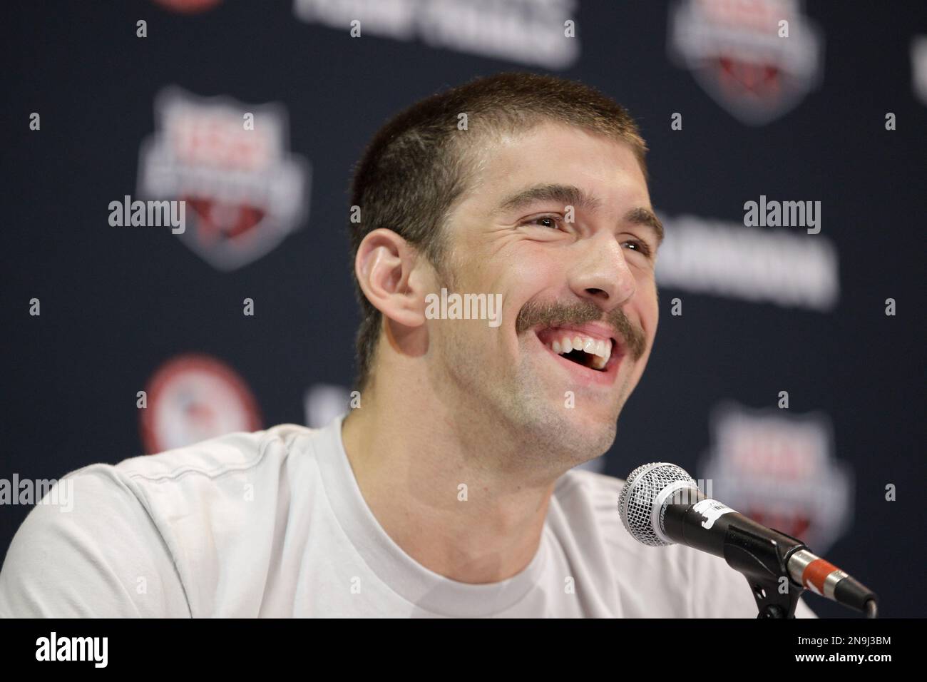 Michael Phelps speaks during a news conference at the U.S. Olympic ...