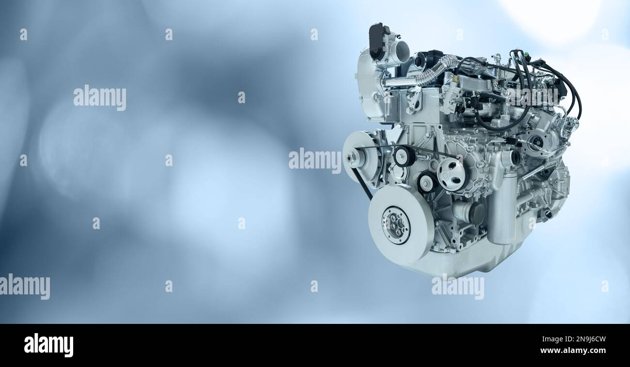 Diesel engine on gray background Stock Photo - Alamy