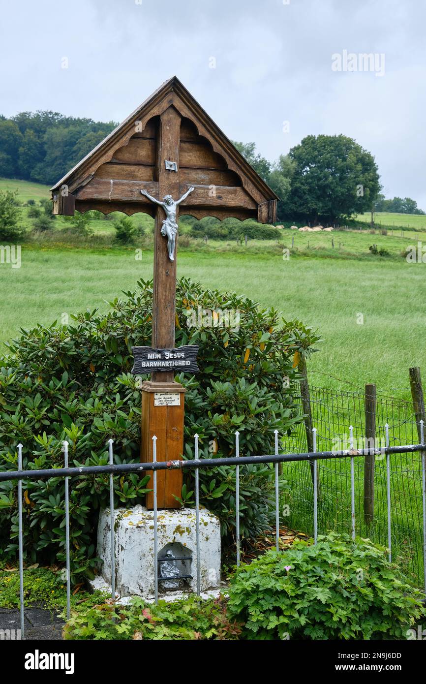 Cross with Jesus Christ crucified with the text, My Jesus mercy, along ...