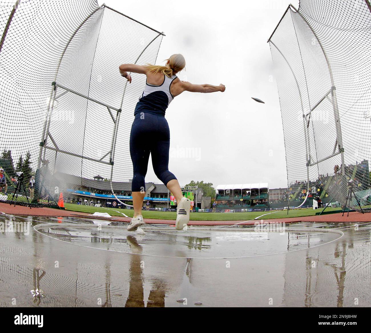 Ashley Hearn competes in the women's discus at the U.S. Olympic Track ...