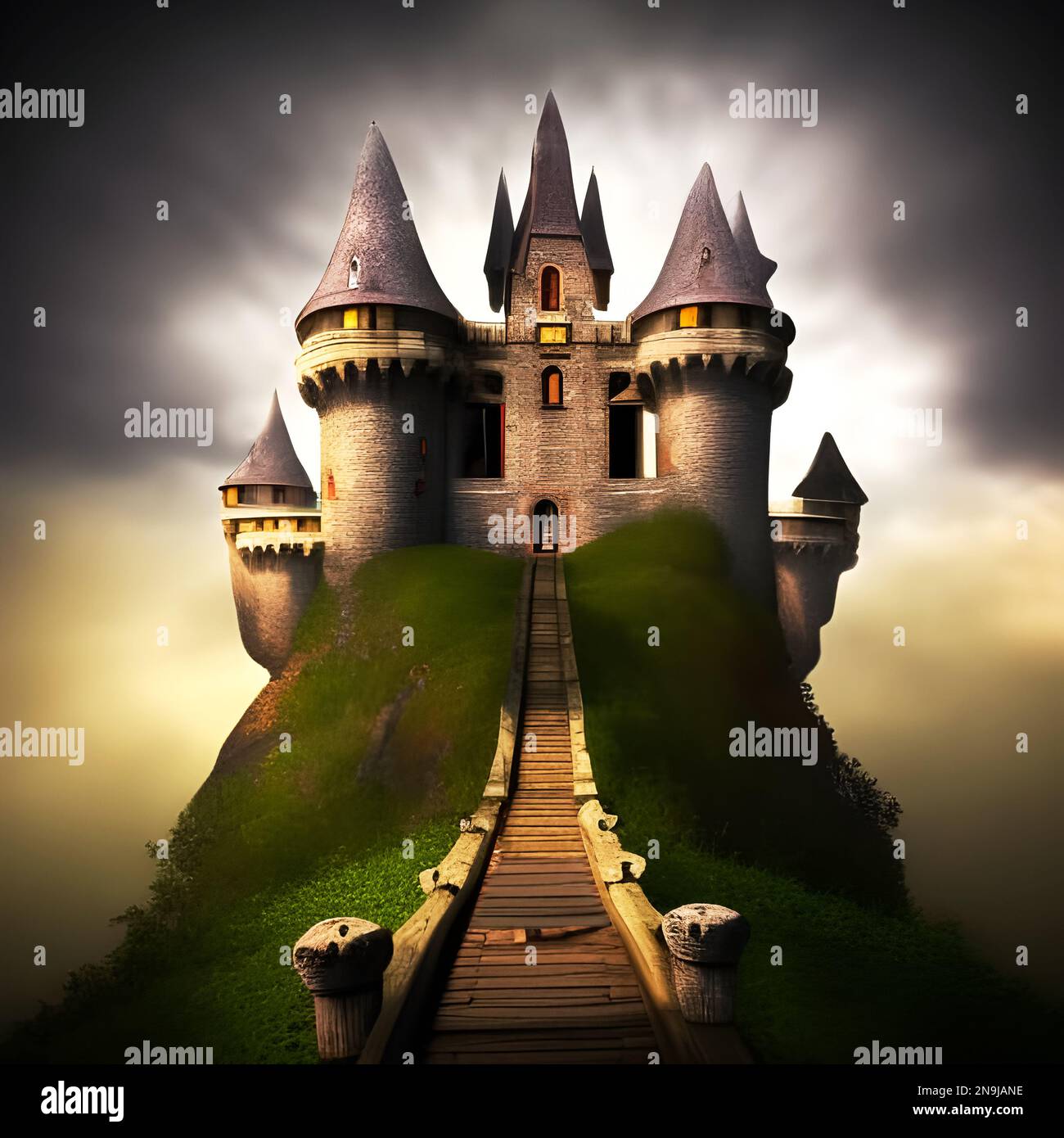 Bridge leading to a fairy-tale castle Stock Photo - Alamy