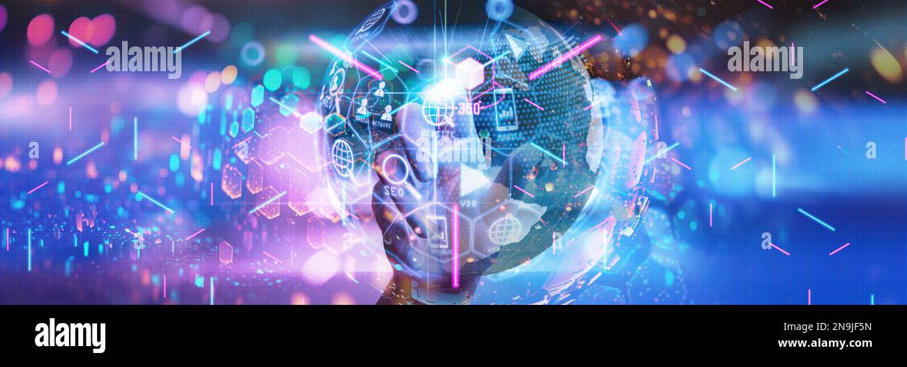 Metaverse digital cyber world technology concept businessman success ...