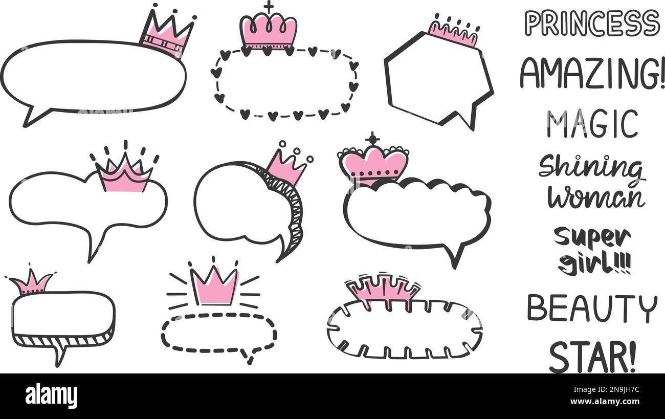Speech bubbles and lettering motivational. Woman, girl positive ...