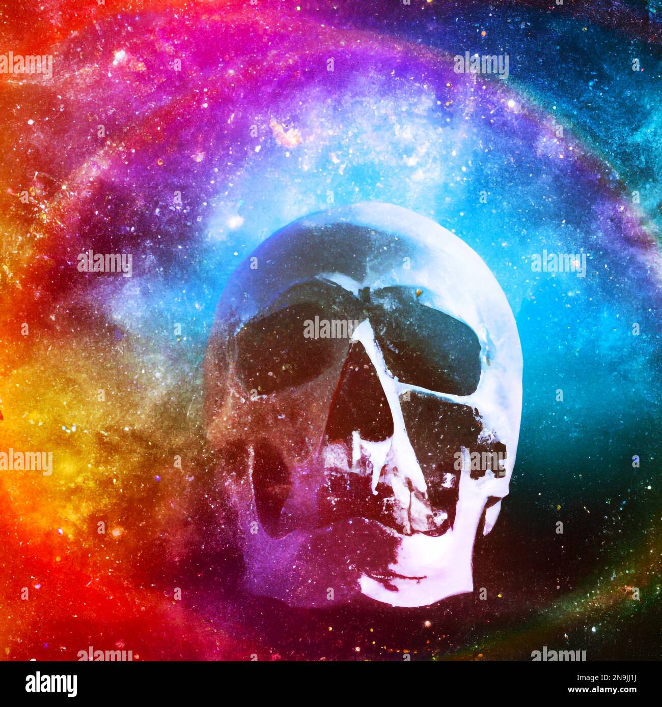 Skull at abstract cosmic background, spiritual life concept – Digital ...