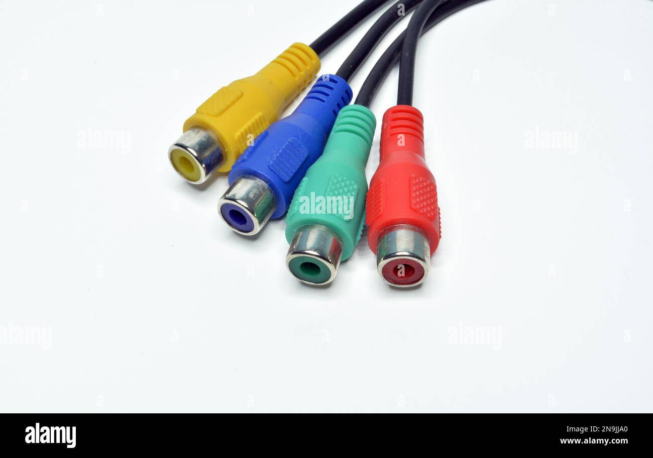 Colorful retro female video and audio electrical connectors Stock Photo ...