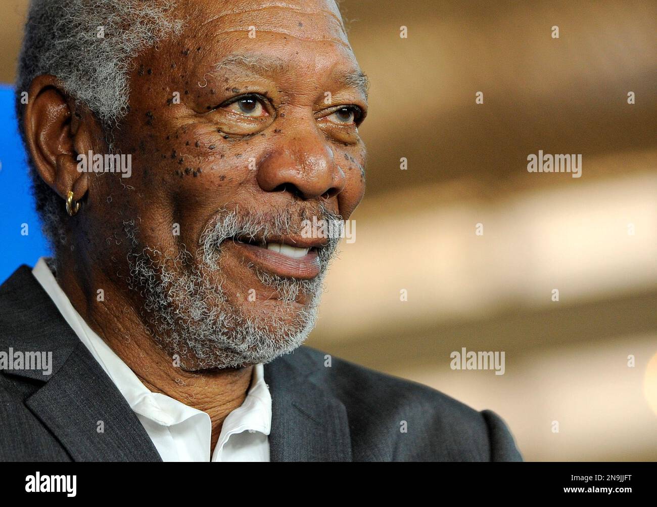 Morgan Freeman, a cast member in "The Magic of Belle Isle," poses at ...