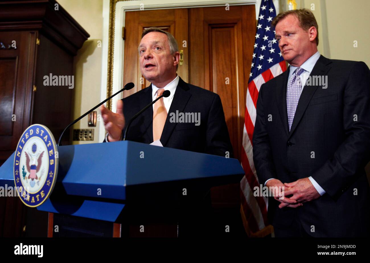 Democratic Whip Sen. Dick Durbin, D-Ill., and NFL Commissioner Roger ...