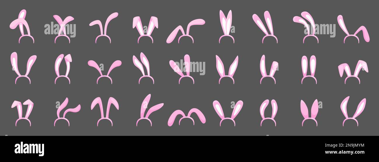 Cartoon easter bunny ears, rabbit ear costume decorative elements ...