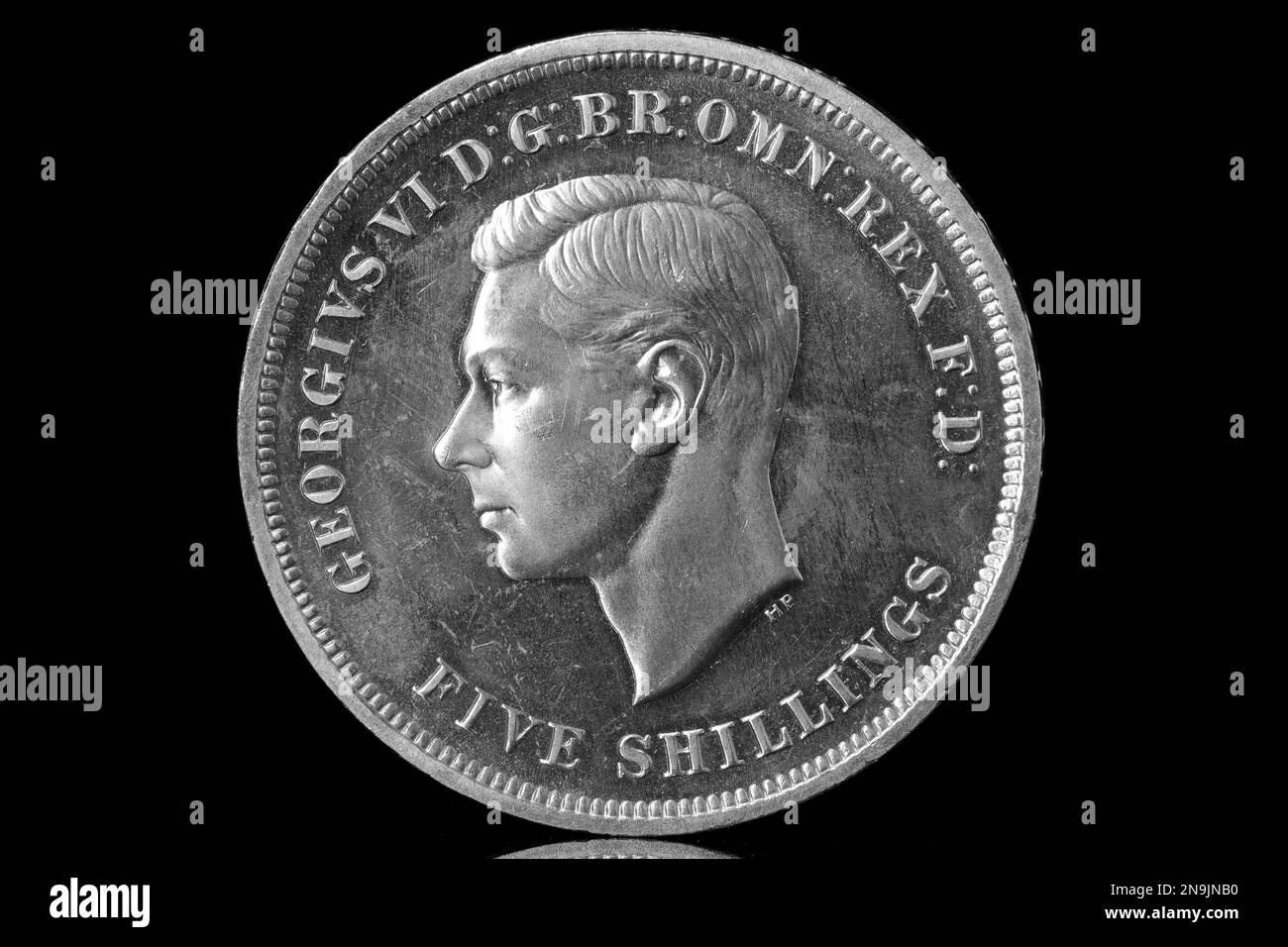 Obverse of a 1951 Festival of Britain five shilling crown coin ...