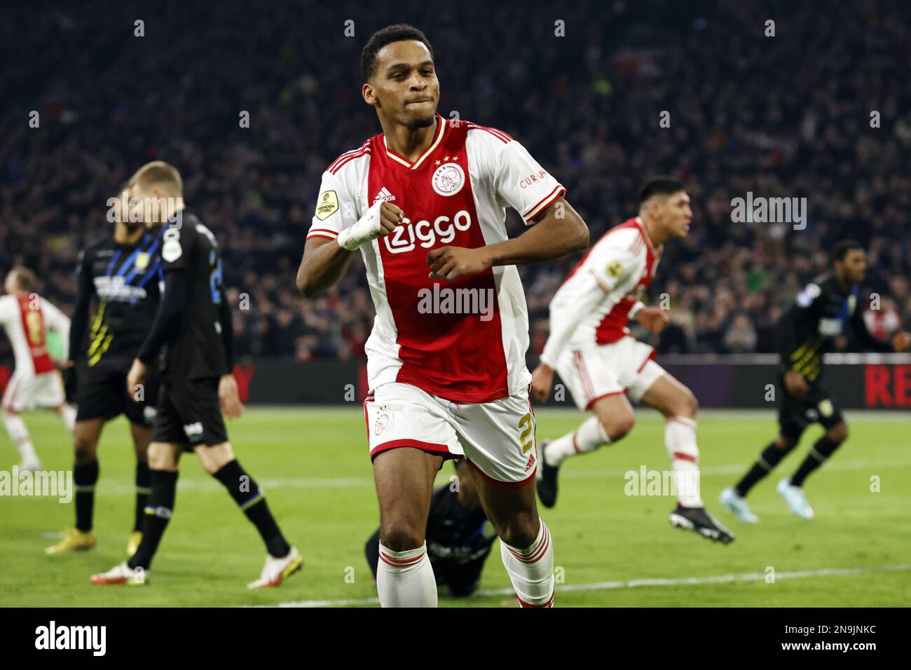 AMSTERDAM - Jurrien Timber of Ajax celebrates the 2-1 during the Dutch ...