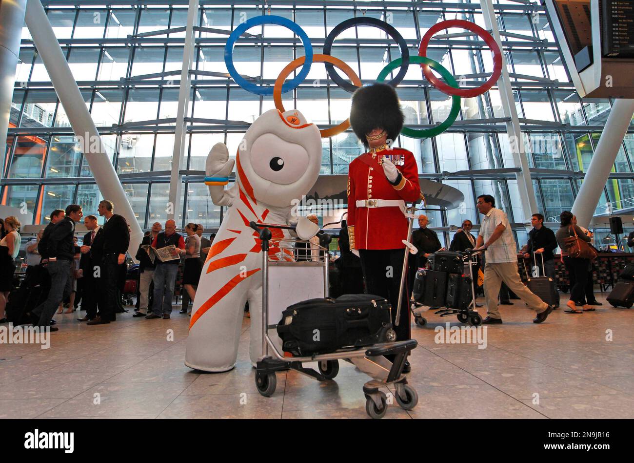 The London 2012 Olympic mascot Wenlock poses with Garrison Sgt. Major ...