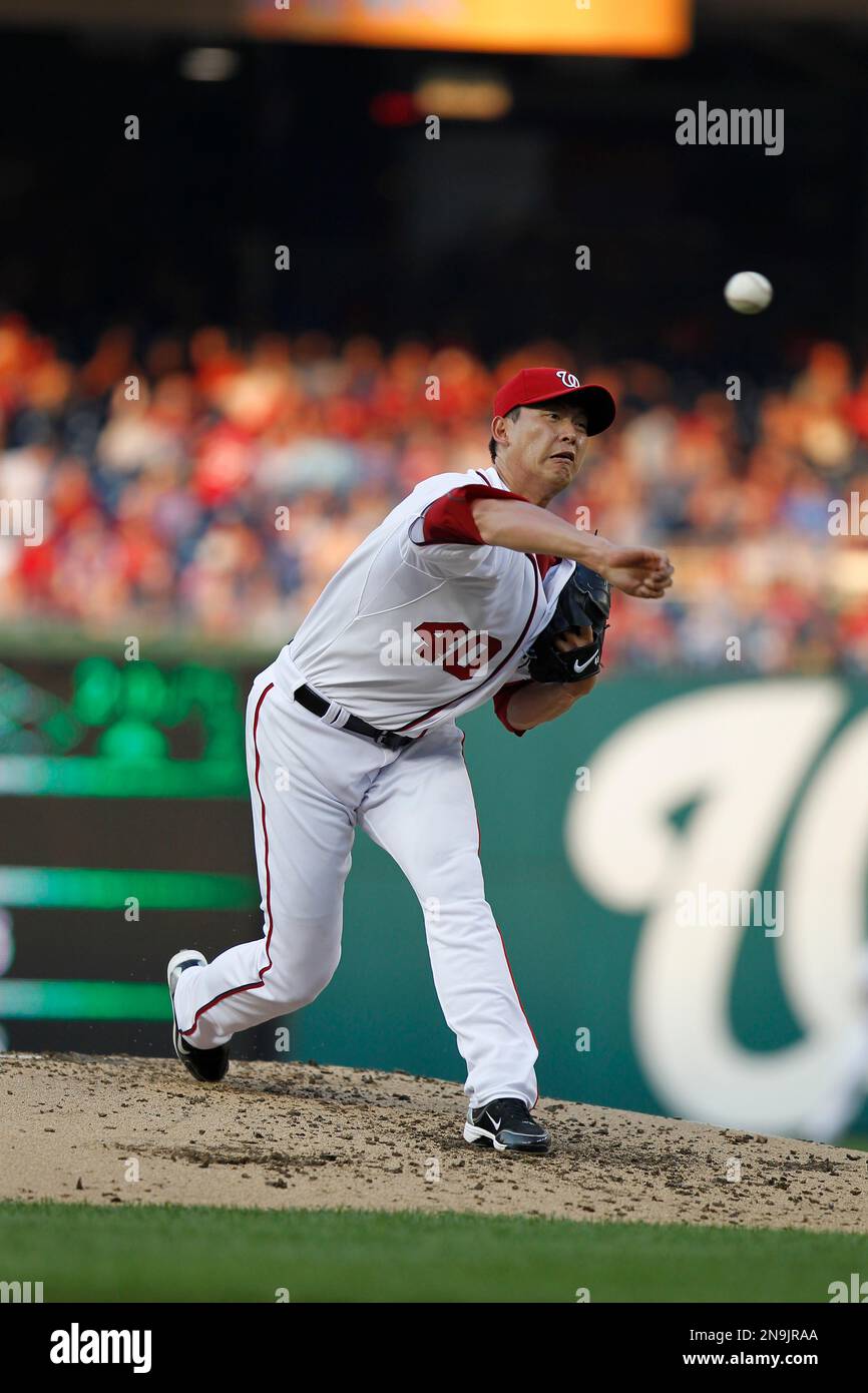 Washington Nationals starting pitcher Chien-Ming Wang throws during the ...