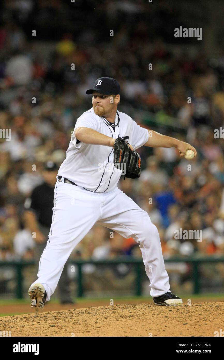 Detroit Tigers relief pitcher Phil Coke throws during the ninth inning ...