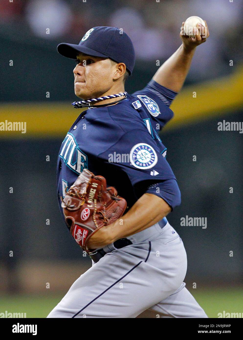Seattle Mariners pitcher Erasmo Ramirez delivers a pitch against the ...
