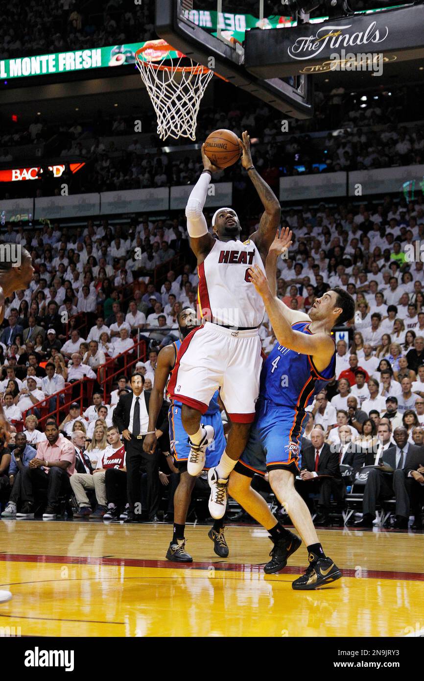 Miami Heat Small Forward Lebron James 6 Shoots Against Oklahoma City