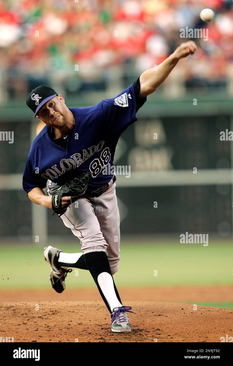 Colorado Rockies pitcher Josh Outman throws in the second inning of a ...