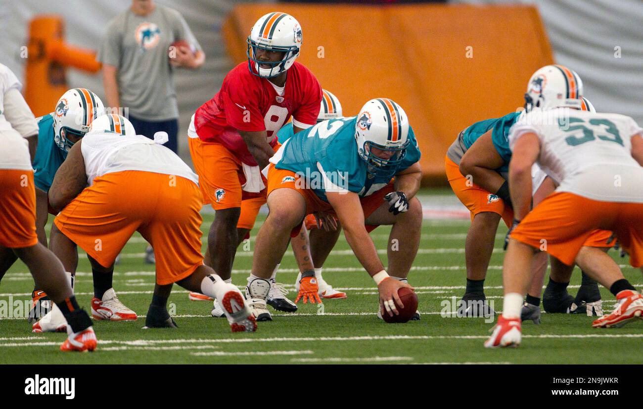 Miami Dolphins quarterback David Garrard runs drills during the NFL ...