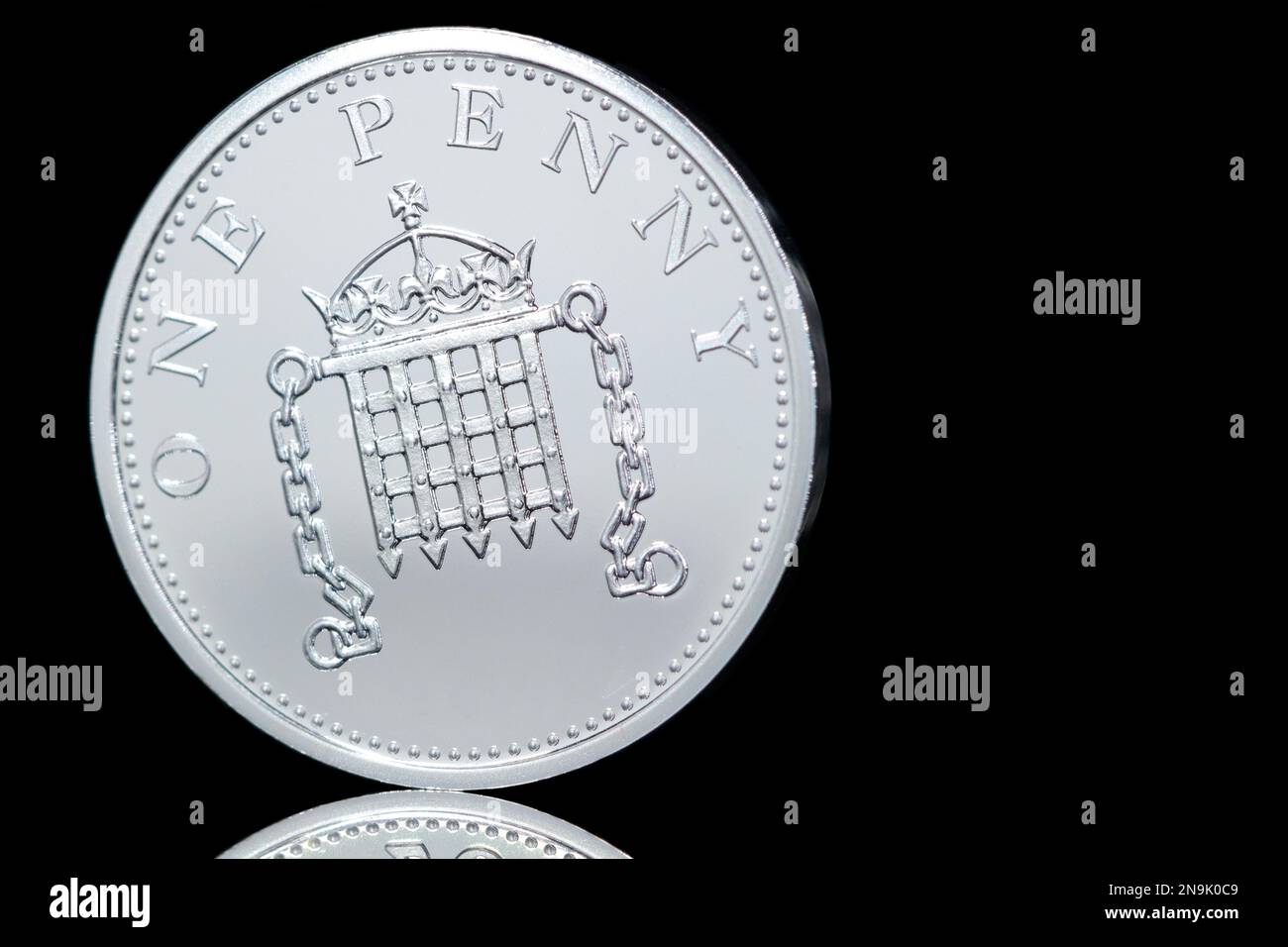 Silver proof one pence coin hi-res stock photography and images - Alamy