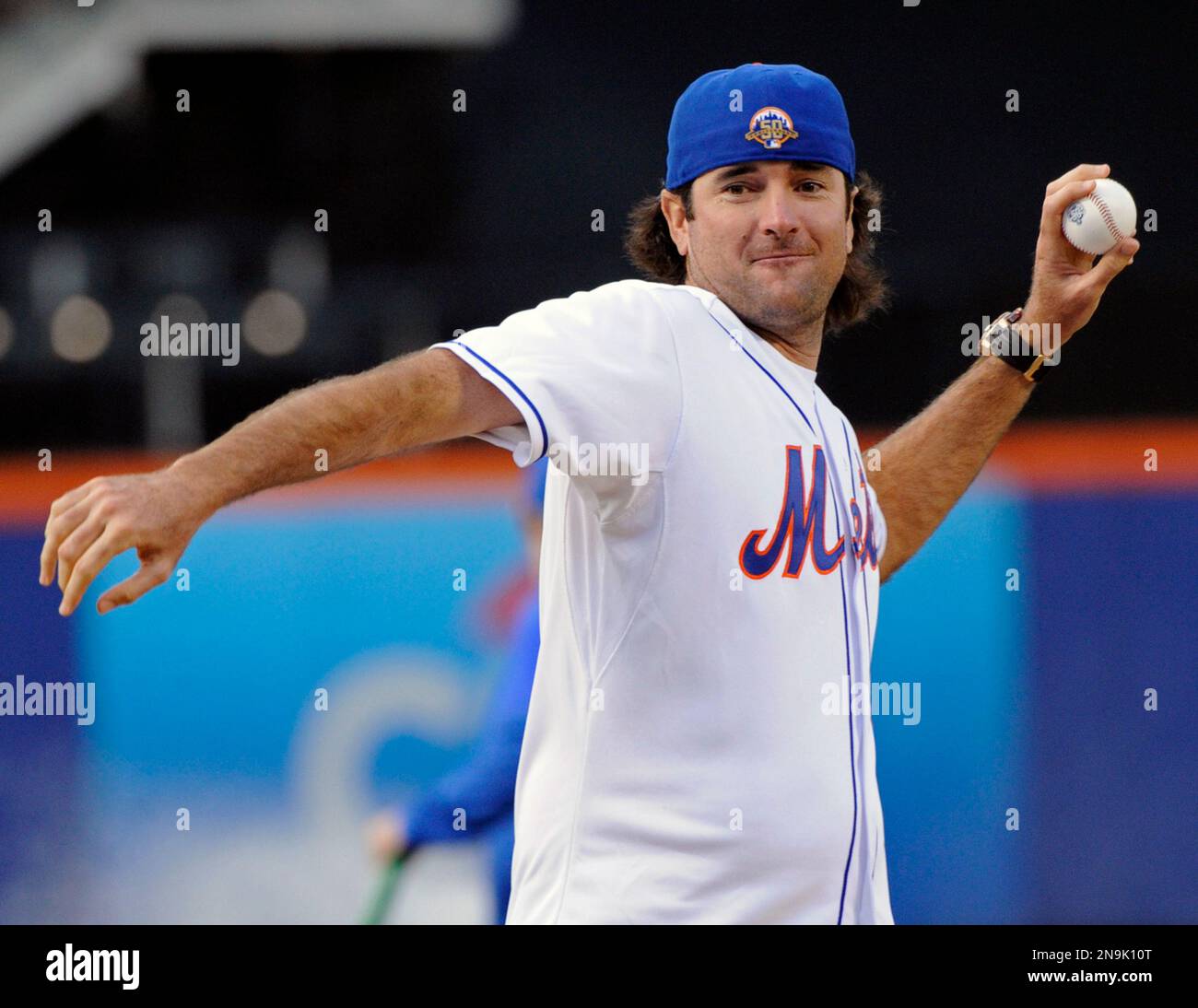 Golfer Bubba Watson throws out the first pitch of the New York Mets ...