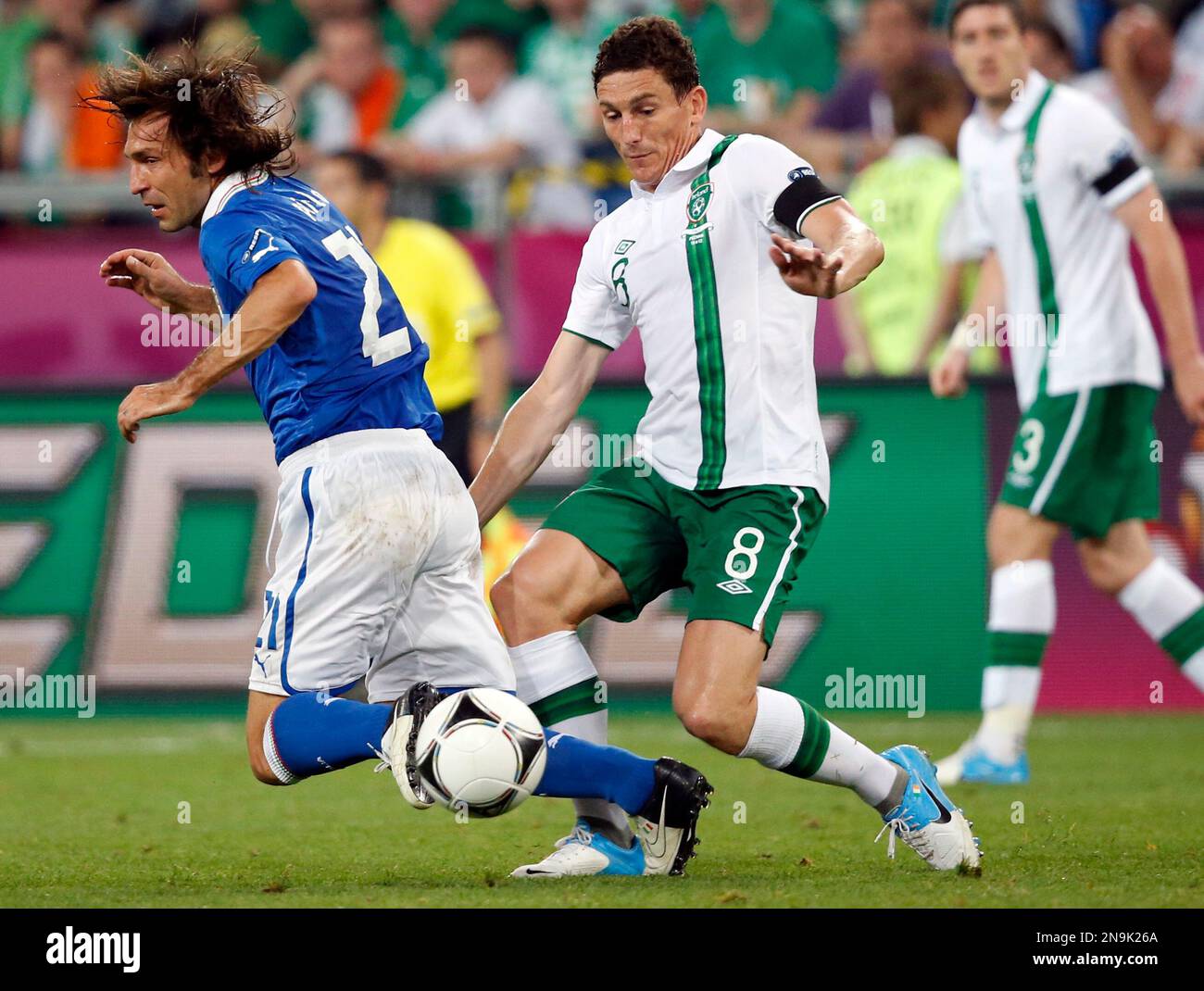 Italy's Andrea Pirlo is tackled by Ireland's Keith Andrews during the ...