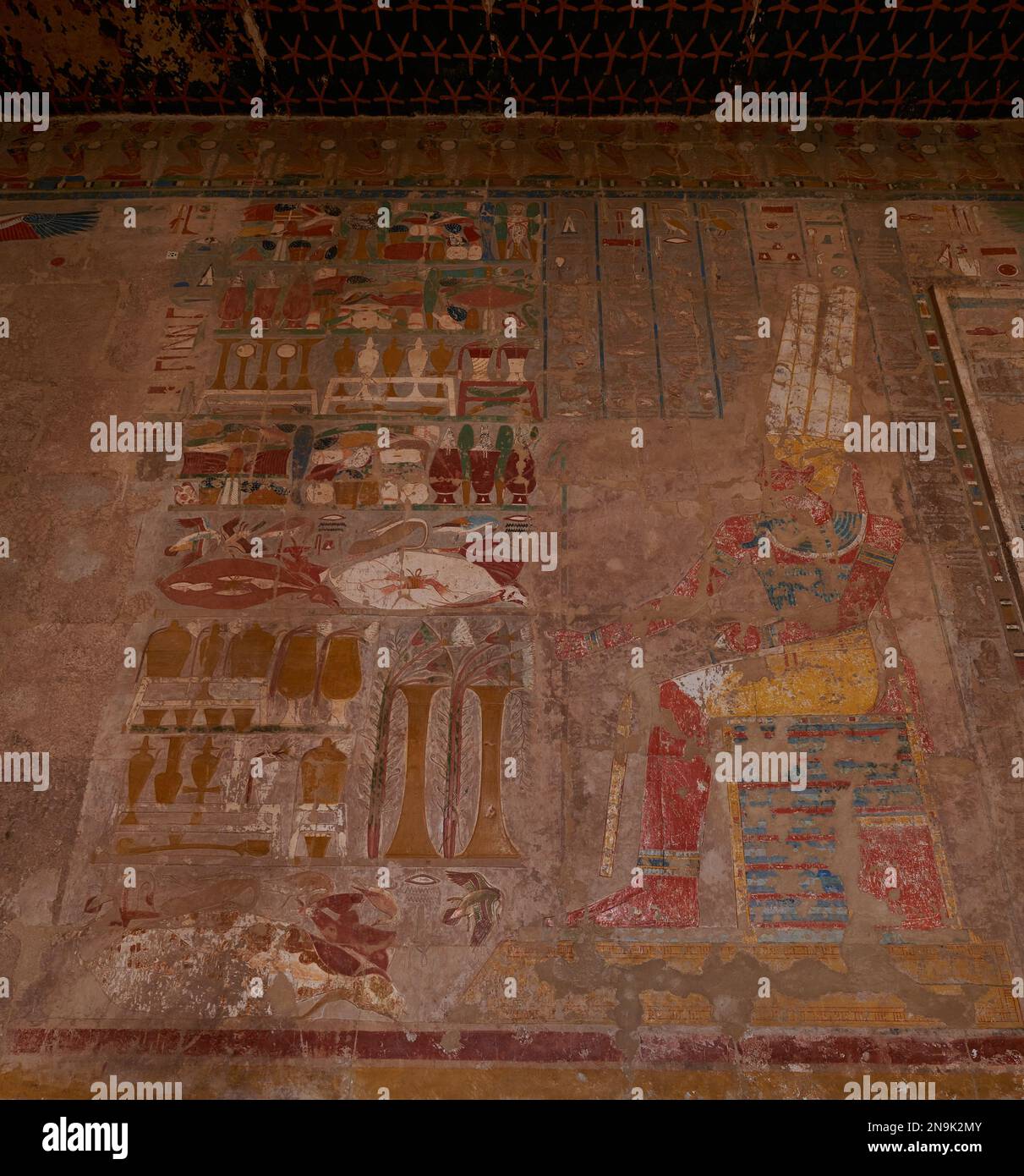 Temple of Hatshepsut, Luxor Egypt showing scene representing god Ra ...