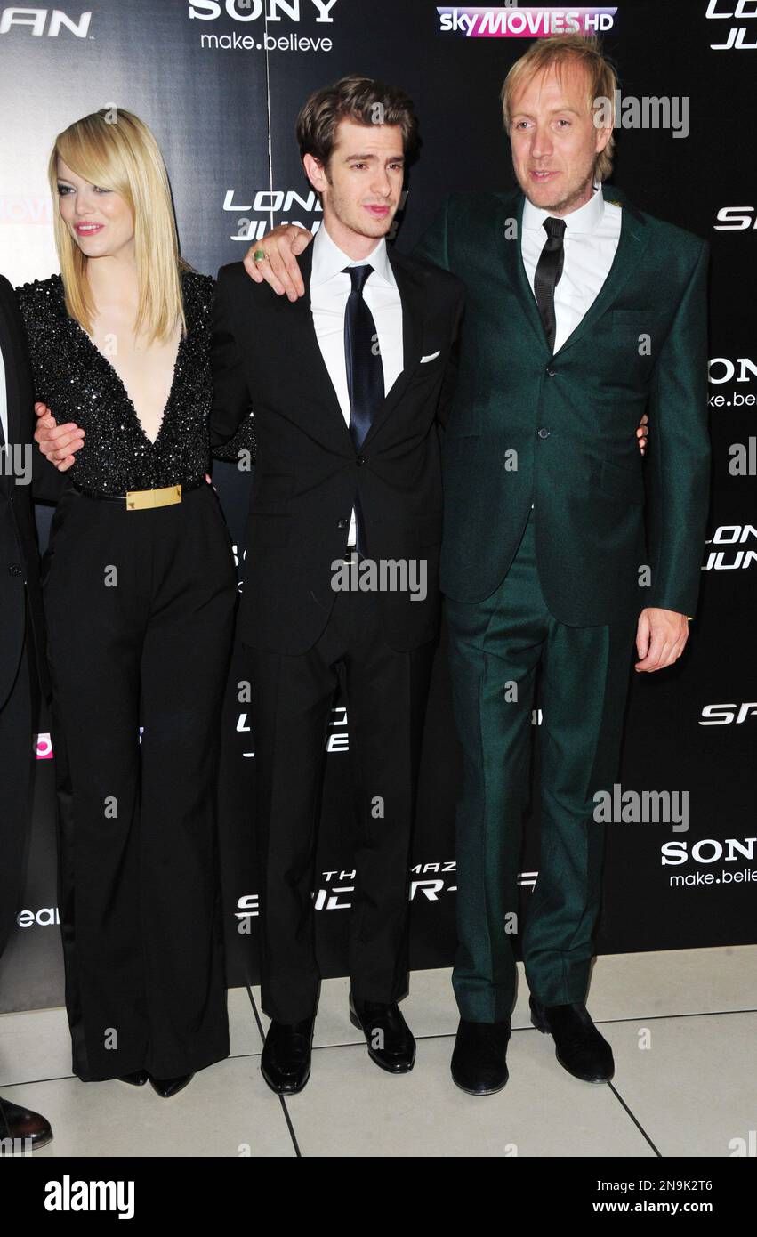 Andrew Garfield, Emma Stone., Rhys Ifans arrives at the The Amazing ...