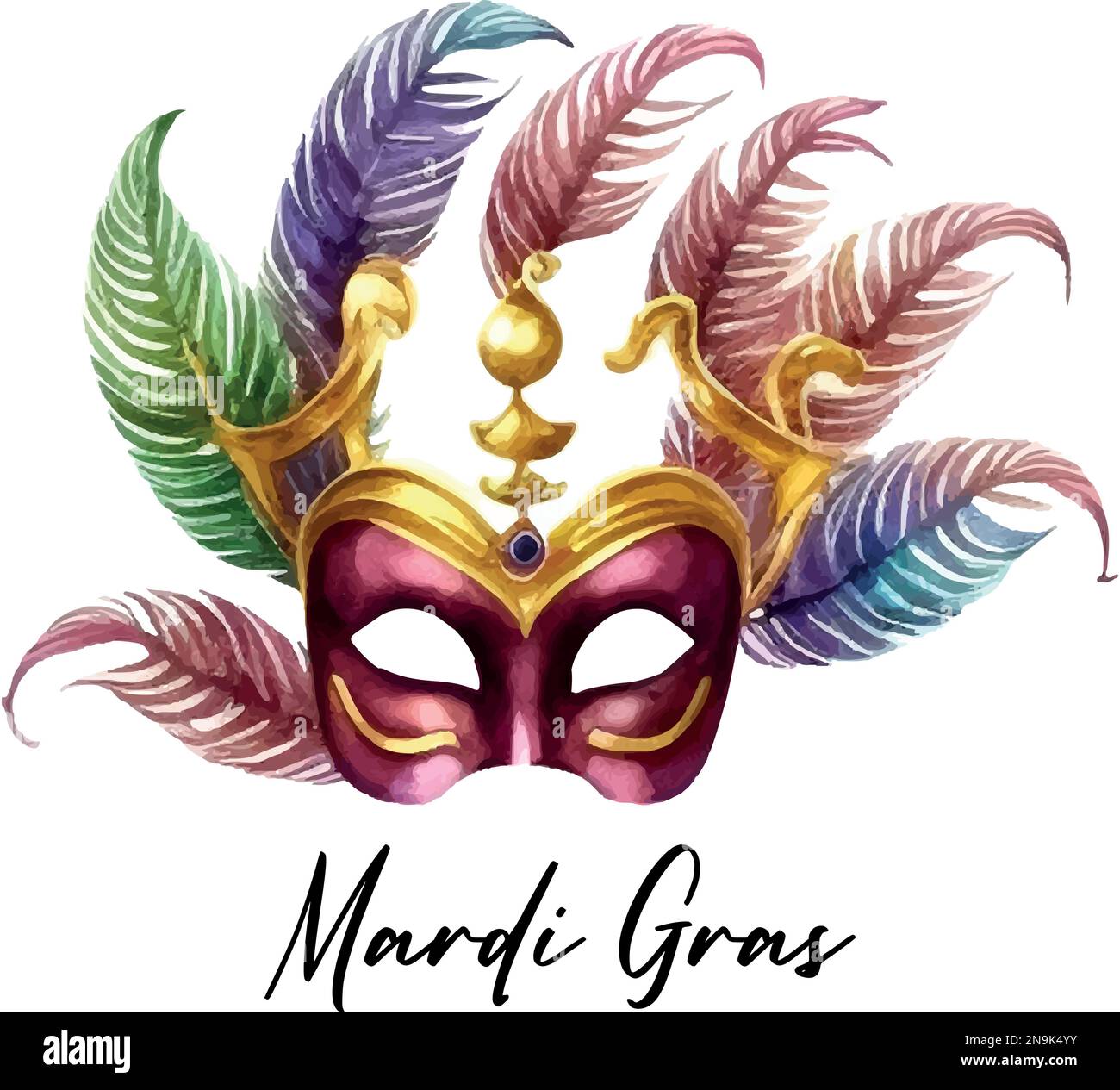 Carnival venetian mask from a splash of watercolor, colored drawing ...